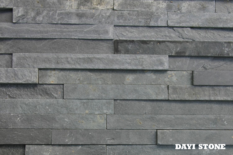 Dark Grey Natural Slate Stone & Quartzite Split Face & ledgestone wall ...